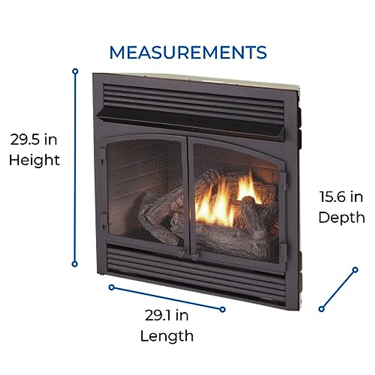 Duluth Forge Dual Fuel Ventless Gas Fireplace Insert, Remote Control, 6 Fire Logs, Use with Natural Gas or Liquid Propane, 32000 BTU, Heats up to 1500 Sq. Ft., Black