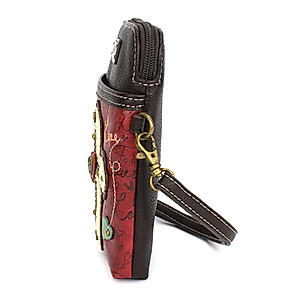 CHALA Cell Phone Crossbody Purse-Women PU Leather/Canvas Multicolor Handbag with Adjustable Strap - Cross - maroon