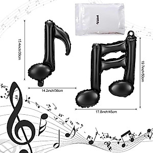 10 Pieces Musical Note Aluminum Foil Balloons Guitar Black Happy Birthday Music Balloons Banner Music Party Decorations for Music Themed Party, Birthday, Home Outdoor Party, Celebrations