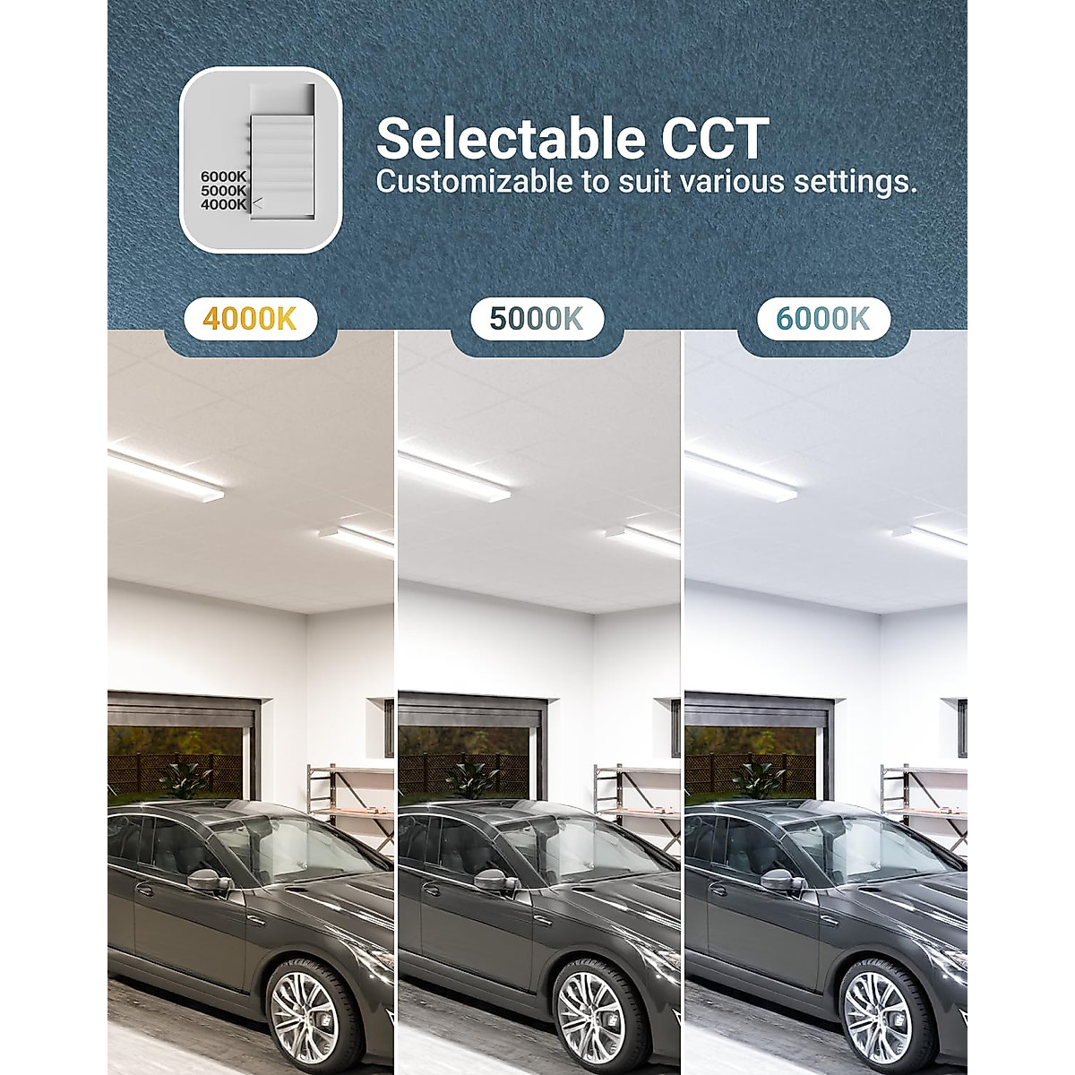 Sunco 4 Pack 50W 7 Inch LED Commercial Industrial Warehouse Workshop Prisma Wraparound Light, 6500 Lumens, 3 CCT 4000K Cool White/5000K Daylight/6000K Daylight Deluxe, Non-Dimmable, AC120-277V - ETL