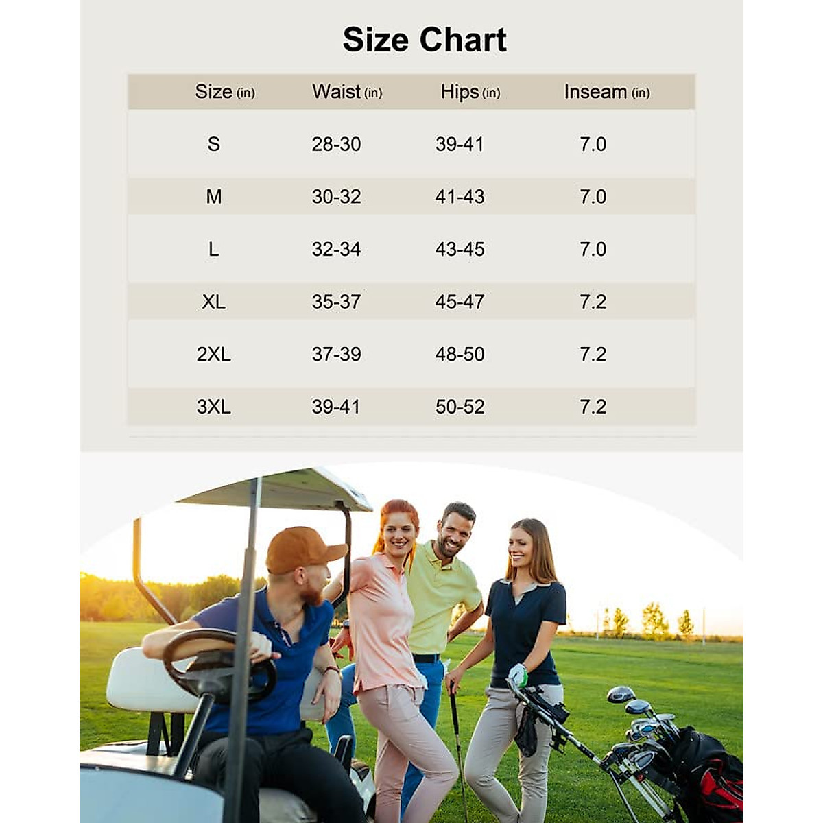 Viodia Men's 7" Golf Shorts with 5 Pockets Elastic Waist Dry Fit Stretch Lightweight Shorts for Men Hiking Casual Athletic