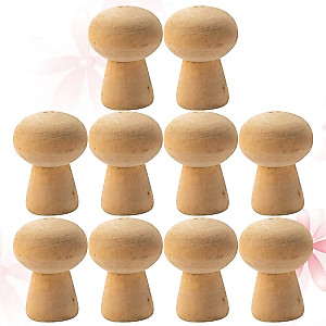 Kisangel 10pcs Wooden Mushroom Unfinished Wooden Peg Dolls Bodies Mushroom Head Kid Painting Wooden Doll for DIY Decoration Arts and Crafts Birch and Maple Wood Turnings