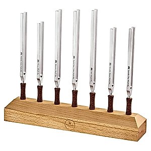 Planetary Therapy Tuning Fork 7 Piece Chakra Set with Exact Pitch and Frequency — MADE IN GERMANY — For Meditation, Sound Healing and Yoga, 2-YEAR WARRANTY