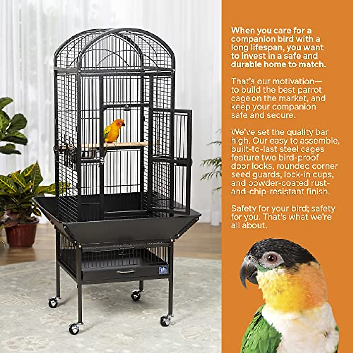 Prevue Pet Products 34511 Dometop Bird Cage, Small, Black Hammertone
