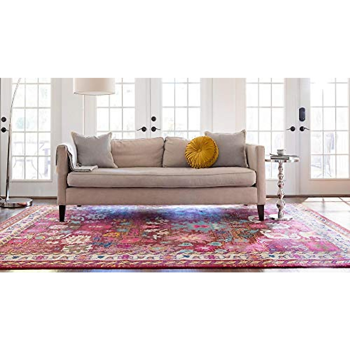Rugs.com Fleur Collection Rug – 8' x 11' Multi Medium-Pile Rug Perfect for Living Rooms, Large Dining Rooms, Open Floorplans