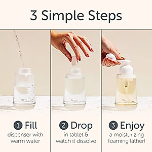 Tirtyl Hand Soap Single Kit - Glass Foaming Dispenser + 3 Tablet Refills - Compostable Packaging - Variety Fragrances - 24 fl oz total (makes 3x 8 fl oz bottles of soap)