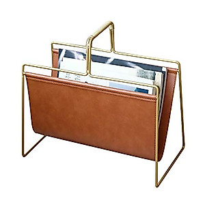 Magazine Rack Metal Small Bookshelf Shelf Floor Magazine Rack Desktop Storage Basket Information Magazine Storage Rack (Color : Brown, Size : 40.520.336cm)