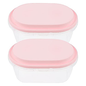 YARNOW 2pcs Ice Cream Storage Containers with Lids Homemade Ice Cream Tubs Oval Freezer Containers Storage Freezer Container Cake Boxes for Home Kitchen Pink