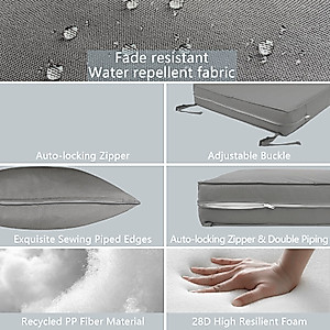 LVTXIII Outdoor Deep Seat Cushion Patio Seat and Back Cushion Set Seasonal Chair Cushion for Dining Arm Chairs, Wicker Chairs and Garden Furniture Decoration, 24"x24"x4", Dark Grey