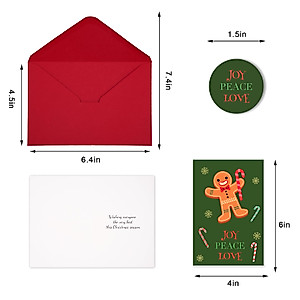 Hunanyume 24 Sets Christmas Cards With Red Envelopes, Stickers & Greetings Inside, 4×6 in Boxed Assorted New Years Cards Holiday Cards for Loved ones, Friends and Family