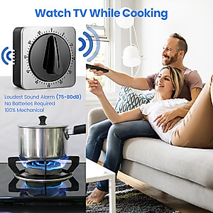 Kitchen Timers for Cooking, Chef Cooking Timer Clock with Loud Alarm,100% Mechanical Desk Timer - No Batteries Required - Magnetic Backing, Exquisite Stainless Steel Body - Countdown Reminder Magnetic