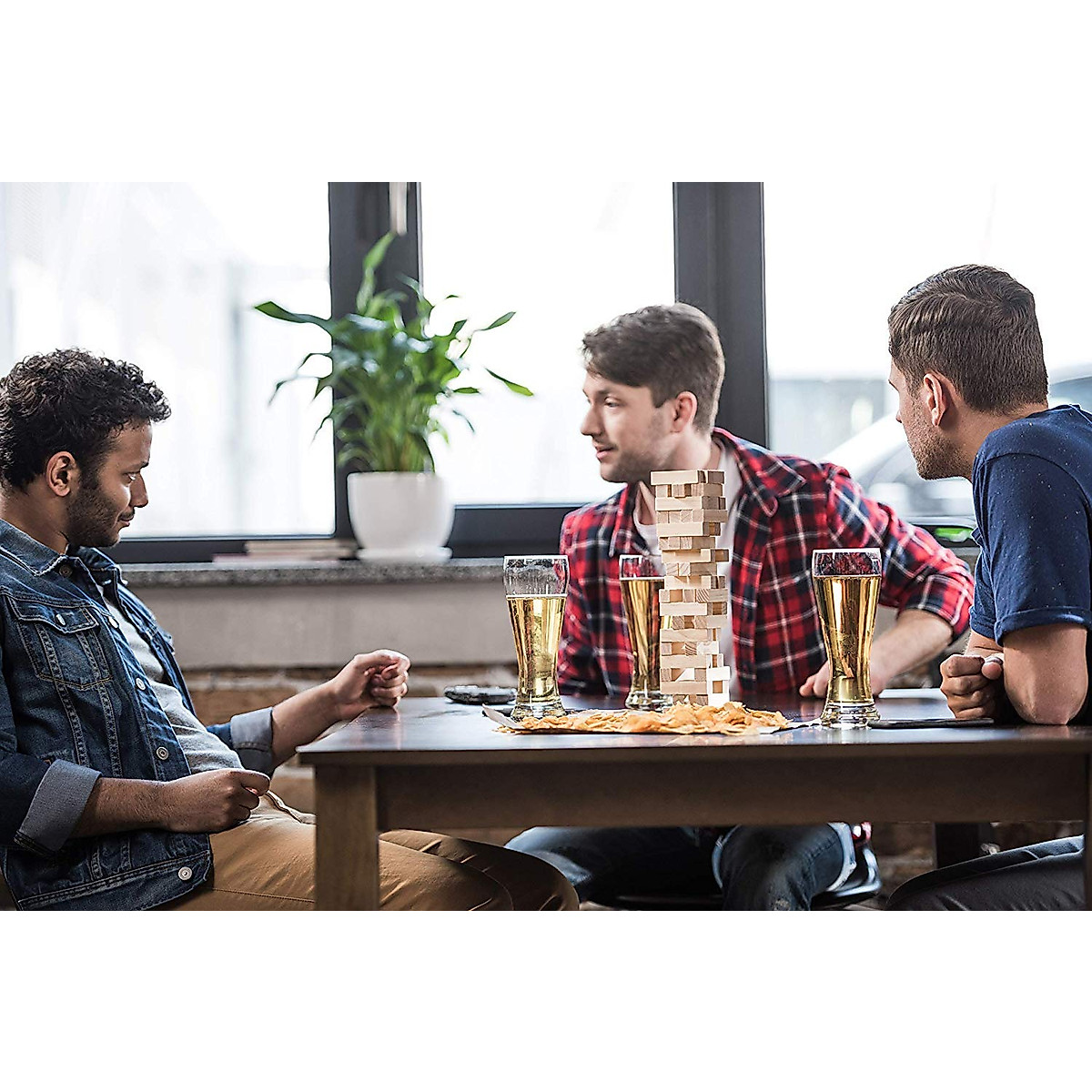 WE Games Wooden Block Stacking Party Game for Adults, Tumble Tower Wedding Guest Book Alternative, Tabletop Games, Includes Storage Case, 12 inches