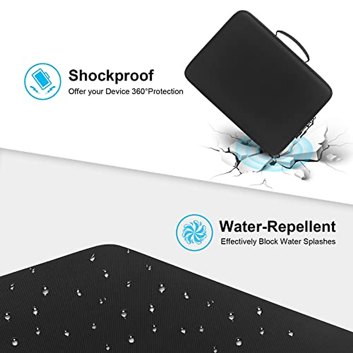 Lacdo Hard Shell Laptop Carrying Case Shoulder Bag for 16 inch New MacBook Pro M1 Pro/Max A2485 A2141 2021-2019, 15 inch Old MacBook Pro 2012-2018, Compartment for iPad Mini with Apple Pencil, Black