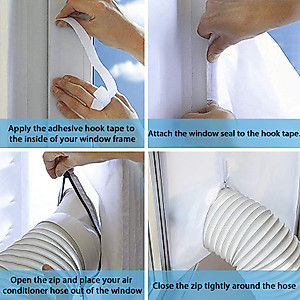 TOPOWN 560cm/220"Universal Window Seal for Portable Air Conditioner and Tumble Dryer,Easy to Install-Seal for AC Unit-Sealing AC with Zip and Adhesive Fastener,Works with Every Mobile Air-Conditioning