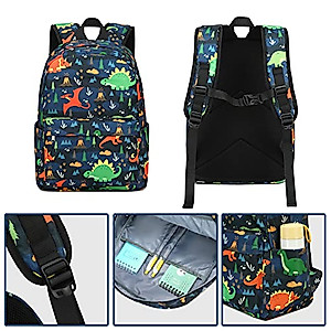 ZHT Dinosaur Backpack For Boys, Cute Lightweight Waterproof Preschool Kids Backpack, Kindergarten Nursery Travel Bag With Chest Strap