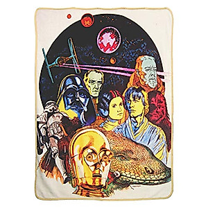 Northwest Micro Raschel Throw Blanket, 46 x 60 Inches, Retro Collage