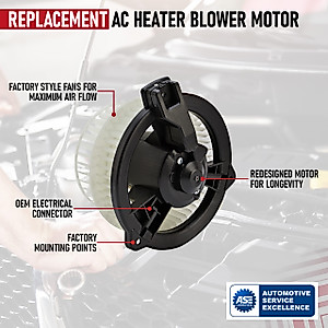 Replacement AC Heater Blower Motor with Fan - Compatible with Toyota Prius 2001, 2002, 2003, 2004, 2005, 2006, 2007, 2008, 2009 - Replaces 87130-47091, 87103-47020, 87103-47050, 75774, 700153