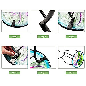 CEDAR HOME Side Table Outdoor Garden Patio Metal Accent Desk with Round Hand Painted Glass, Yellow
