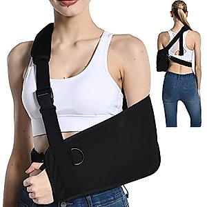 Fotgok Breathable Arm Sling with Waist Belt for Shoulder Men Women-Shoulder Immobilizer with Strong Support-Youth Breathable Arm Support Brace for Shoulder Injury, Black