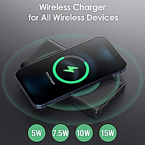 H H·E·T·P Wireless Portable Charger Power Bank, 33800mAh 15W Fast Wireless Charging 25W PD QC 4.0 USB-C Power Bank, 5 Output & Dual Input External Battery Pack Compatible with iPhone, Android etc
