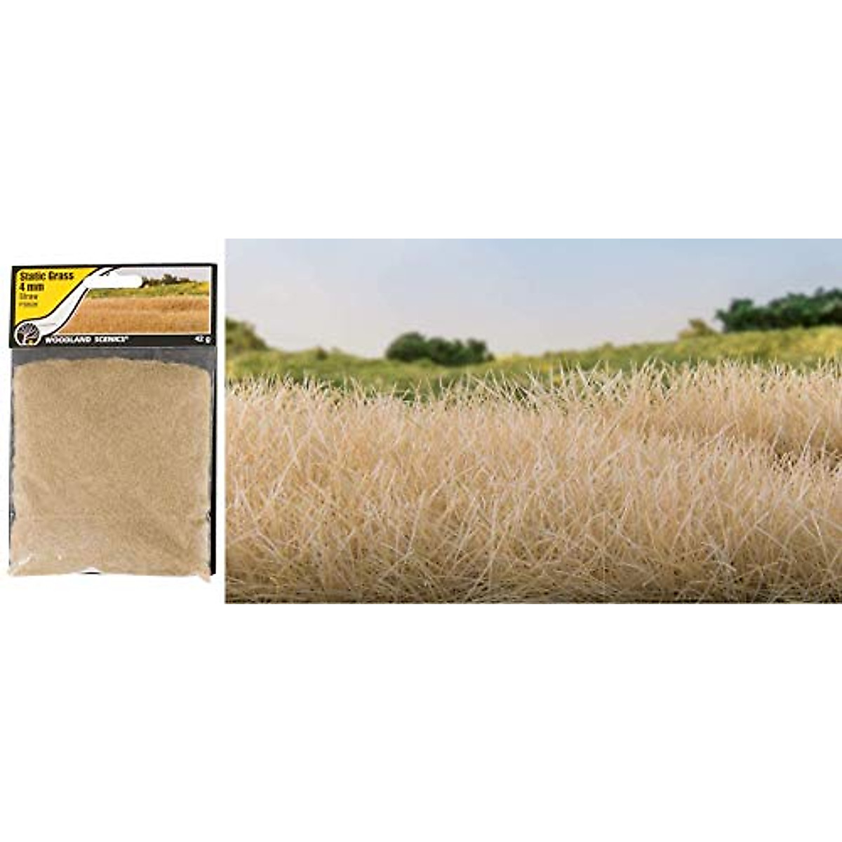 Woodland Scenics Static Grass, 4mm Light Green, 7mm Light Green, 4mm Straw, and 7mm Medium Green (Pack of 4) - with Make Your Day Paintbrushes