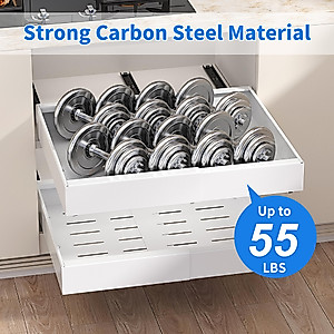 2 Pack Pull Out Cabinet Organizers, Expandable(12.2"-20.5") Heavy Duty Slide Out Drawer for Kitchen Cabinet Fixed with Adhesive Nano Films, Under Sink Organizer For Bathroom Storage(16.5'' Deep,White)