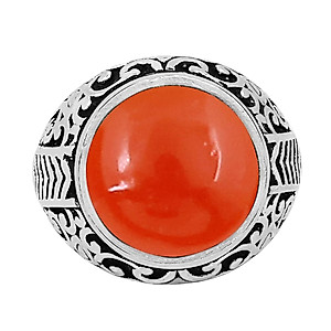 8,55 Cts Solitaire Natural Carnelian Ring 925 Silver Overlay Size 8 For Women, Orange Stone July Birthstone Ring Jewelry Gifts For Her