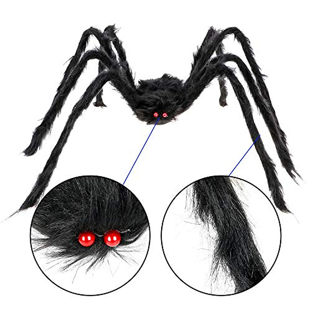 Konsait Halloween Decorations,Giant Black Spider with Red Eyes, 10.8ft Giant Spider Web for Halloween Haunted House Props, Yard Lawn Wall Indoor Outdoor Decorations