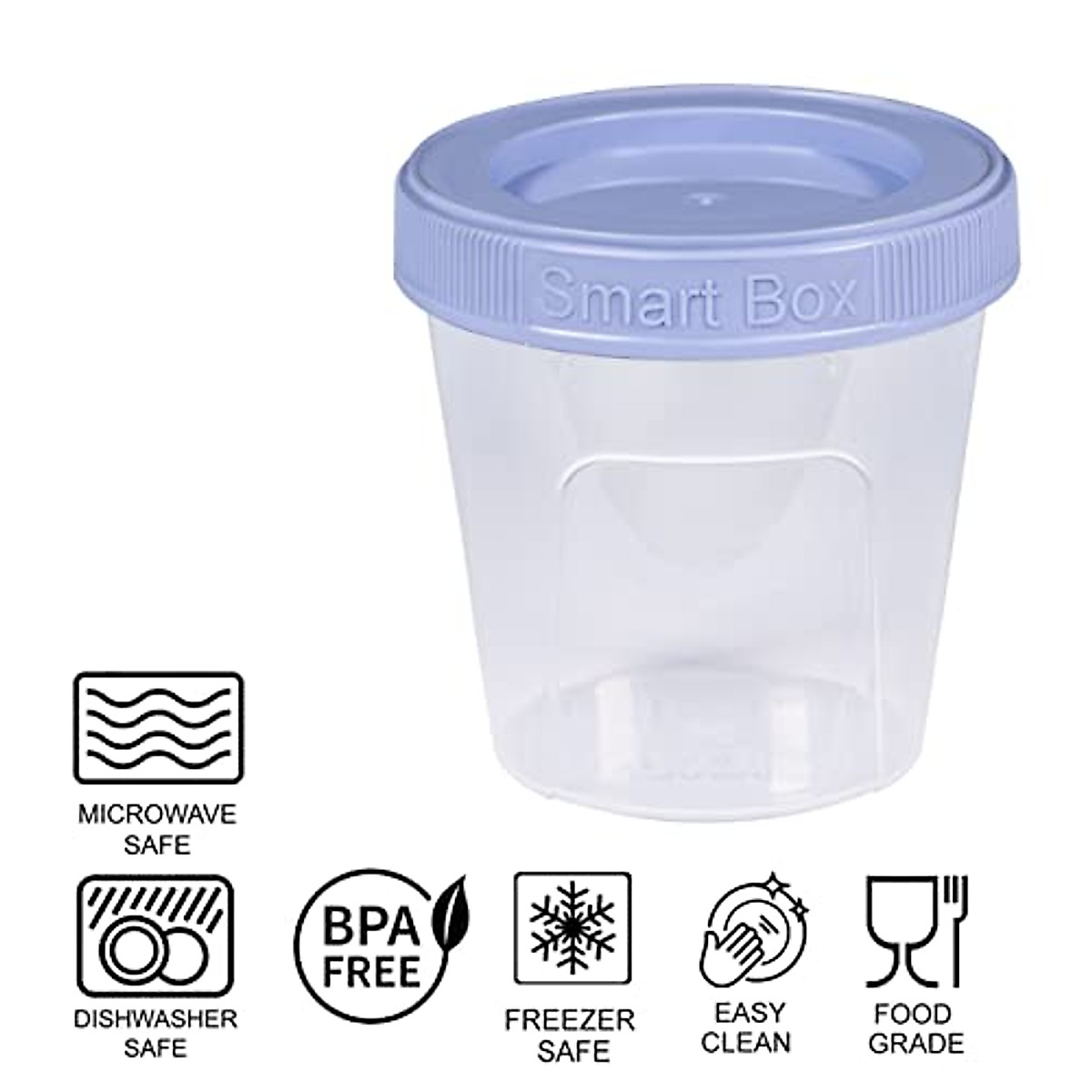 ARNO Food Containers Screw Seal Lid Twist Top Storage Organizer Twist Cap 11.8 OZ Set of 6 BPA Free