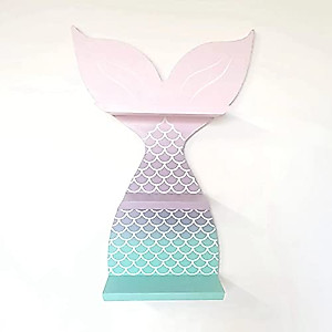 Floating Shelves for Wall Decor Wood Nursery Shelves Wall Shelf Unicorn Mermaid Room Bedroom Bathroom Decor Cute Mermaid Gifts for Girls Teen Girl Kids Little Baby Nautical Ocean Beach Theme (L)