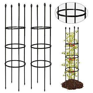 Joyhalo 2 Pack Tomato Cage Metal, Up to 61 inches Tomato Cages for Garden heavy duty garden stakes support plants length adjustable Tomato Trellis for climbing plants vegetables flowers cucumber peony