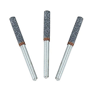 FAMKIT 3Pcs Grinding Stone Set 4mm 5/32in Diamond Chainsaw Sharpener Burr Stone File Sharpening Tool for Rotating Tool