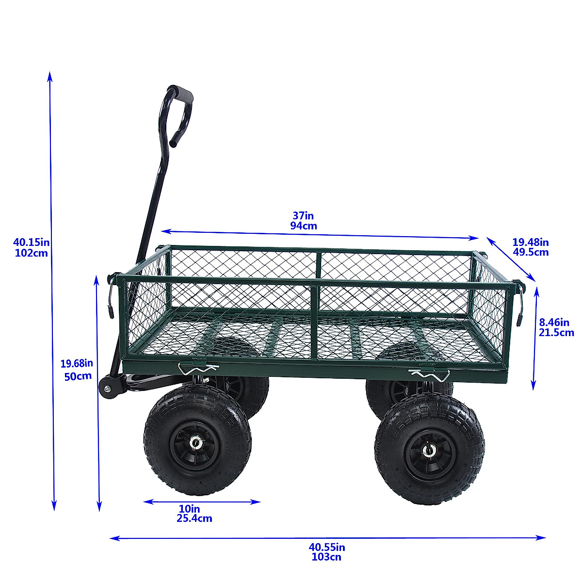 HJRTFLXC Garden Dump Cart - Large Capacity, Removable, Sturdy, Green, Outdoor Use