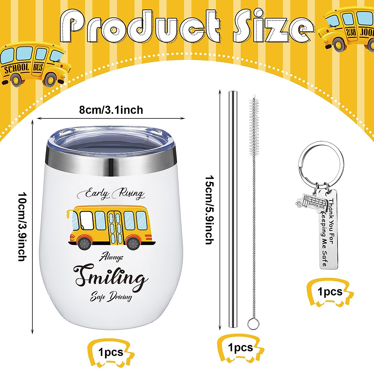 6 Pcs Bus Driver Appreciation Gifts School Bus Tumbler Cup with Keychain Bus Driver Pot Holder with Pocket Heat Resistant Oven Pads Silicone Spatula Rubber Greeting Card for Bus Driver Teacher Gifts