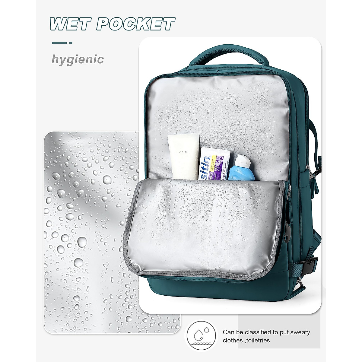 wepadre Women's Laptop Backpack, A-peacock Blue, 15.6in