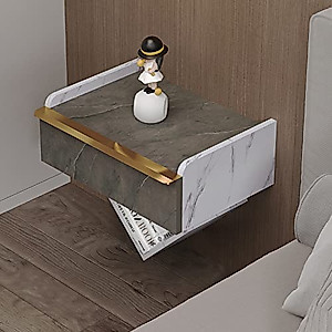 Pmnianhua Floating Nightstand with Drawer Set of 2,Wall Mounted Night Stand,Bedside End Table with Storage for Bedroom Dorm Small Space (Dark Gray, 17 in)