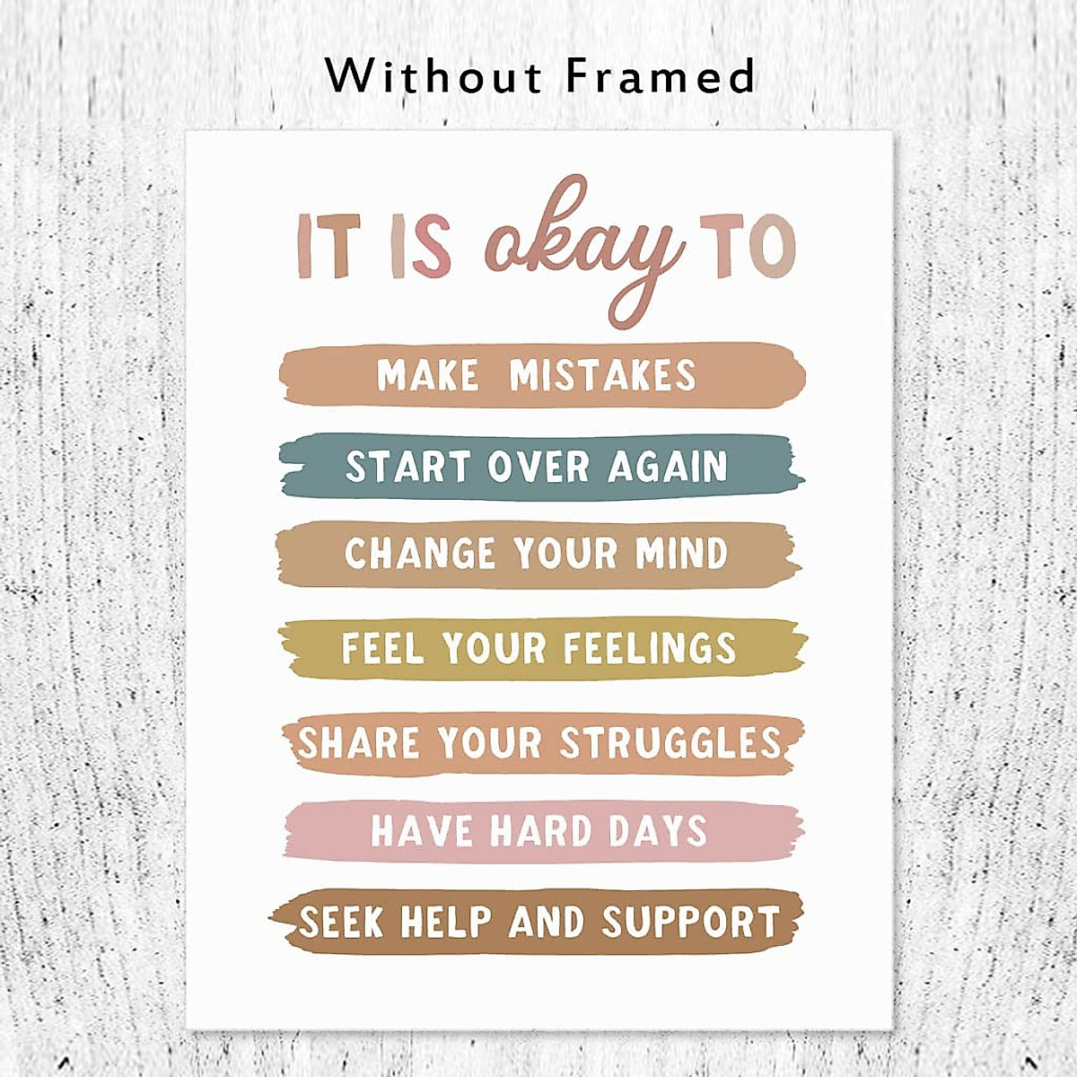 It's Okay To Make Mistakes, Boho Classroom Decor, Therapy Office Decor, Calm Corner, Anxiety, Classroom Wall Decor, School Counselor Office Decor, Be Yourself, Unframed (11x14 INCH)
