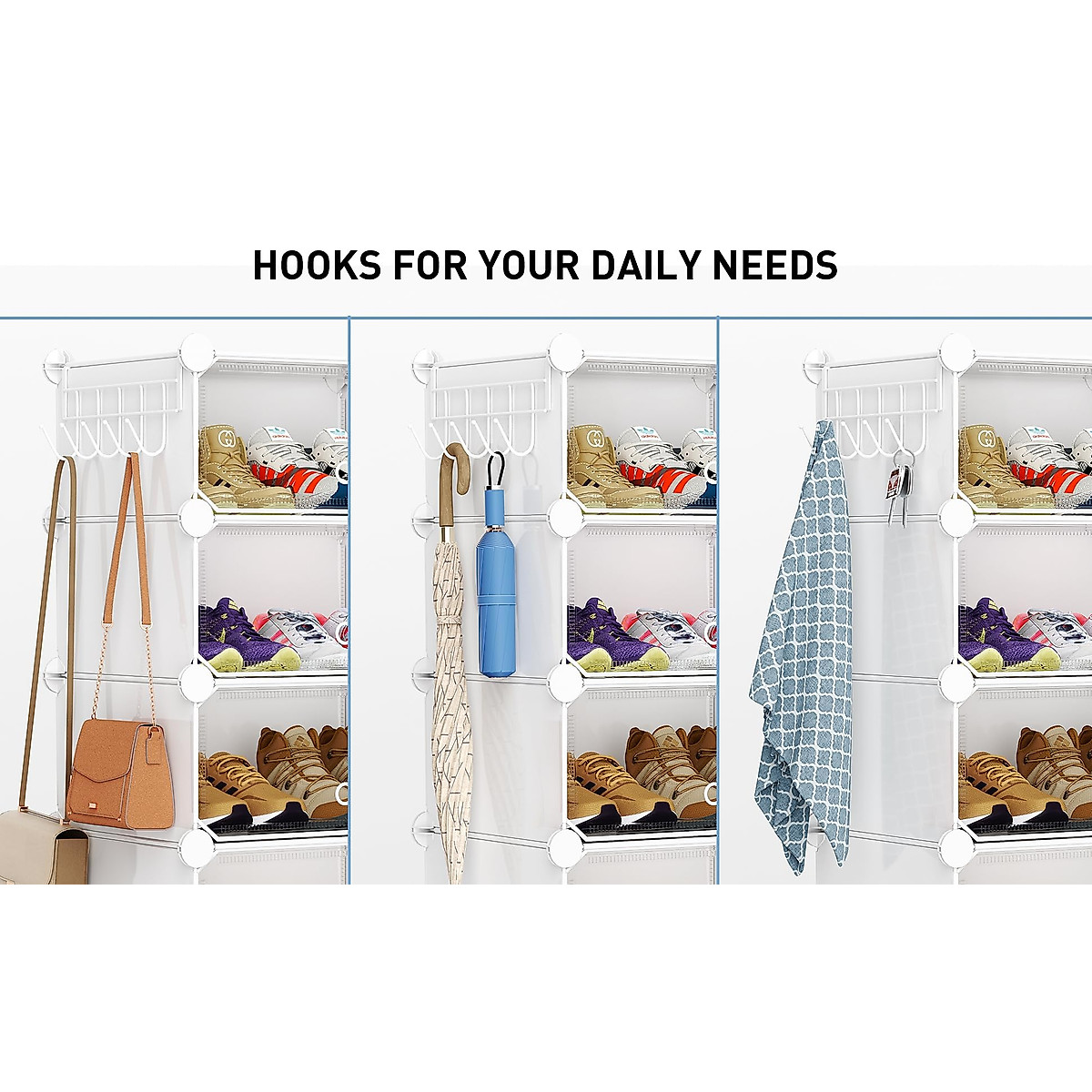 HOMICKER Shoe Rack Organizer,8 Tier Shoe Storage Cabinet with Door Expandable Plastic Shoe Shelves for Closet,Entryway,Hallway,Bedroom