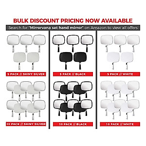 MIRRORVANA Professional Large Hand Mirror with Ergonomic Handle for Men & Women - Premium Handheld Haircut Mirrors for Barber and Salon - 9" x 13" (Elegant Silver Luxe Edition)