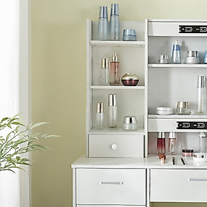 White Vanity Desk with Mirror and Lights, Makeup Vanity Desk with 5 Drawers of Storage, Bedroom Makeup Dressing Table with Stool, White (JTO-07)