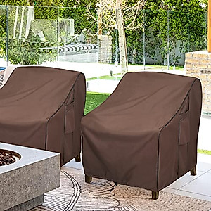 BRIVIC Patio Furniture Covers Waterproof for Chair, Outdoor Lawn Chair Covers Fits up to 32W x 37D x 36H inches(2Pack), Brown