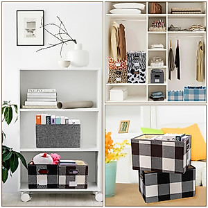 Fassave Foldable Storage Bins with PP Plastic Board, 2 Packs Fabric Storage Container Basket Cube with Handles for Office, Bedroom, Closet (Small-2 Pack, Cow)