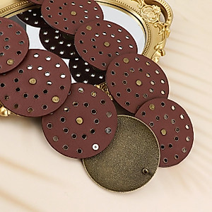 BAOKELAN Wide Disc Belts for Women Concho Leather Disk Link Belt Boho Western Waist Belts for Dress Brown