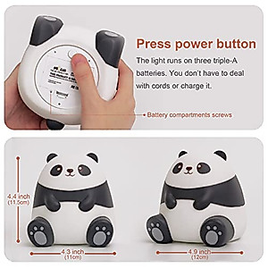MIVANI Night Light for Kids, Panda Gifts, Cute LED Lamps for Teen Girls Bedroom, Timer Auto Shutoff, AAA Battery Operated, Silicone Animal Nightlight for Baby Nursery, Toddler Boy, Kawaii Room Decor