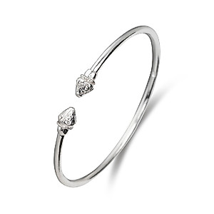 Better Jewelry Elegant Pointed Ends Solid .925 Sterling Silver West Indian Bangles, 1 pair