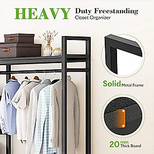 HOKEEPER 600lbs Capacity Free Standing Closet Organizer with 6 Metal Shelves Heavy Duty Clothing Rack for Hanging Clothes Sturdy Storage Wardrobe Closet Garment Rack for Bedroom