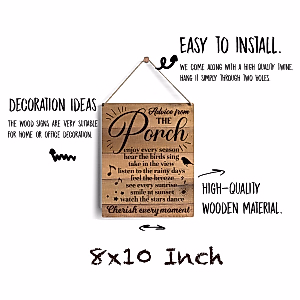 Porch Sign Gifts, Rustic Advice From the Porch Enjoy Every Season Wooden Signs Wood Plaque Hanging Sign Home Porch Decor 8 x 10 Inches