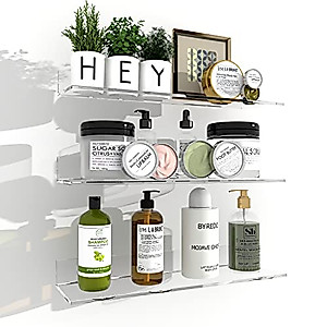 Swvzwy Acrylic Bathroom Adhesive Shelves,No Drill,Will Not Damage Bathroom Tiles, Renter Friendly Shelves