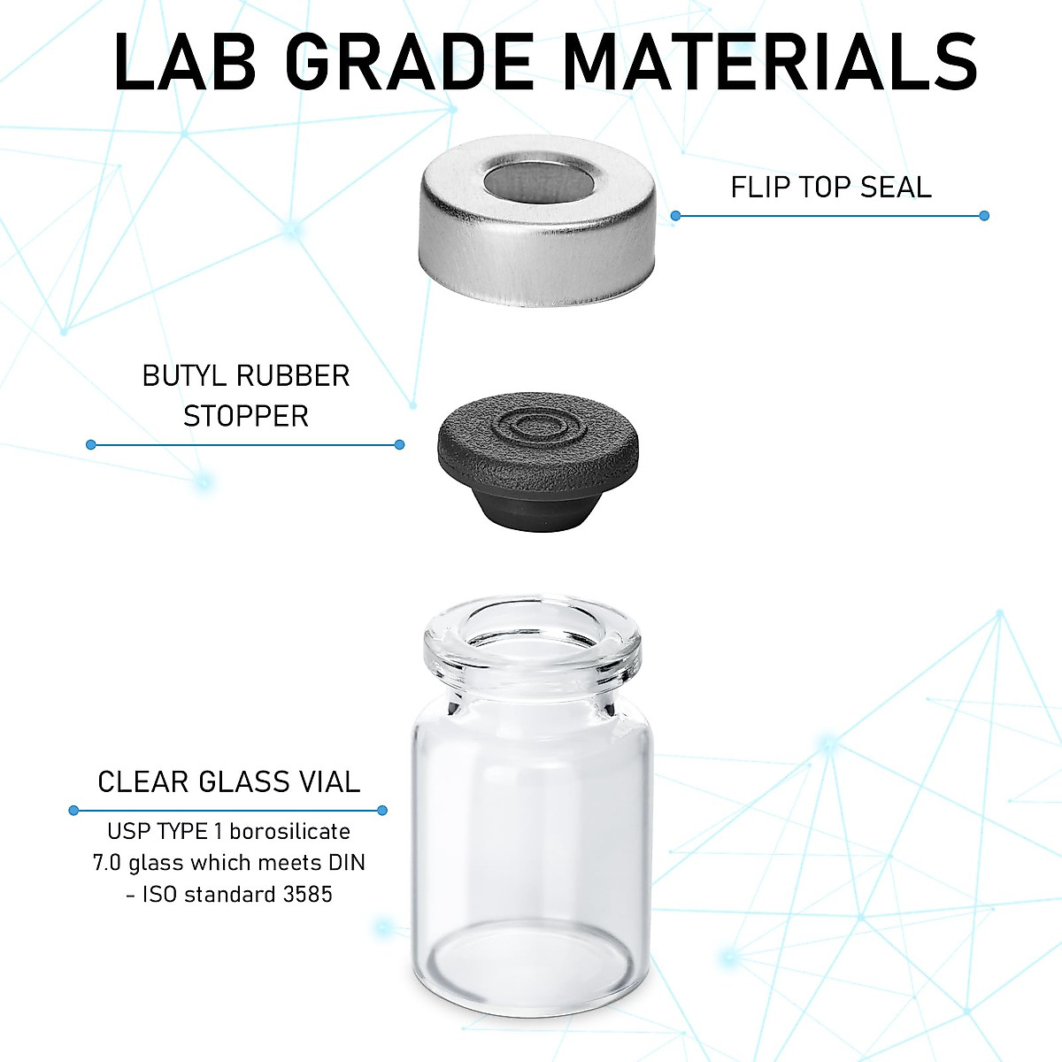 10 Pack 5ml Sealed Sample Vials, Transparent Glass Vials with Self Healing Injection Port(10, 5ML)