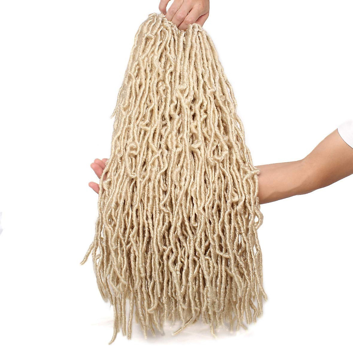 ZRQ 24 Inch 613 Soft Locs Blonde Faux Locs Crochet Braids Hair,6 Packs Pre-looped Blonde Goddess Locs Afro Roots 613 FauxLoc Dreadlocks Extended Soft loc For Woman 613#
